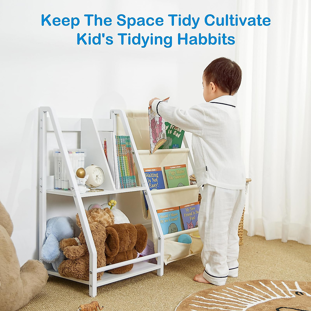 TROOPVILLE Kids Bookshelf and Toy Storage,Bookshelf for Kids Room,Montessori Bookshelf, Bookcase for Kids Room, Kids Book Shelf Organizer for Kids Rooms,Childrens Bookshelf