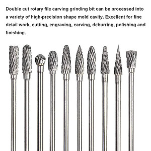 AYSUM 10pcs 1/8 Shank Long Double Cut Tungsten Carbide Burrs for Dremel, Rotary Burr Bits Rotary Files Burr Set for Die Grinder Rotary Tool, 4-Inch Length