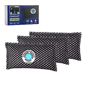 FUNOUO 200g Rechargeable Silica Gel Desiccant Pack of 3,Moisture absorbers for storage,Moisture absorbers Bag,Desiccant Dehumidifier bag,Dehumidifier for Home Closets,Gun Safe, and Cars