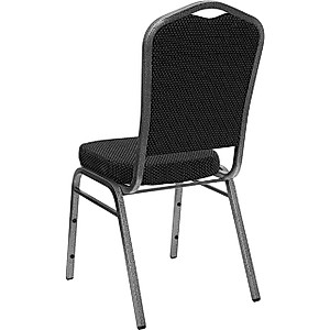 Flash Furniture HERCULES Series Crown Back Stacking Banquet Chair in Black Patterned Fabric - Silver Vein Frame