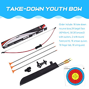 Elong Youth Recurve Bow and Arrow Set Outdoor with Quiver Children Junior Archery Beginner Longbow Target Training for Teen Teams Game