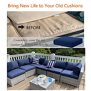 TECOSARA Patio Cushion Covers Replacement Outdoor Cushion Slipcovers Waterproof for Outdoor Furniture, 9 Pcs Patio Seat Cushions Replacement Covers for 5 Piece Outdoor Sectional Sofa, Blue