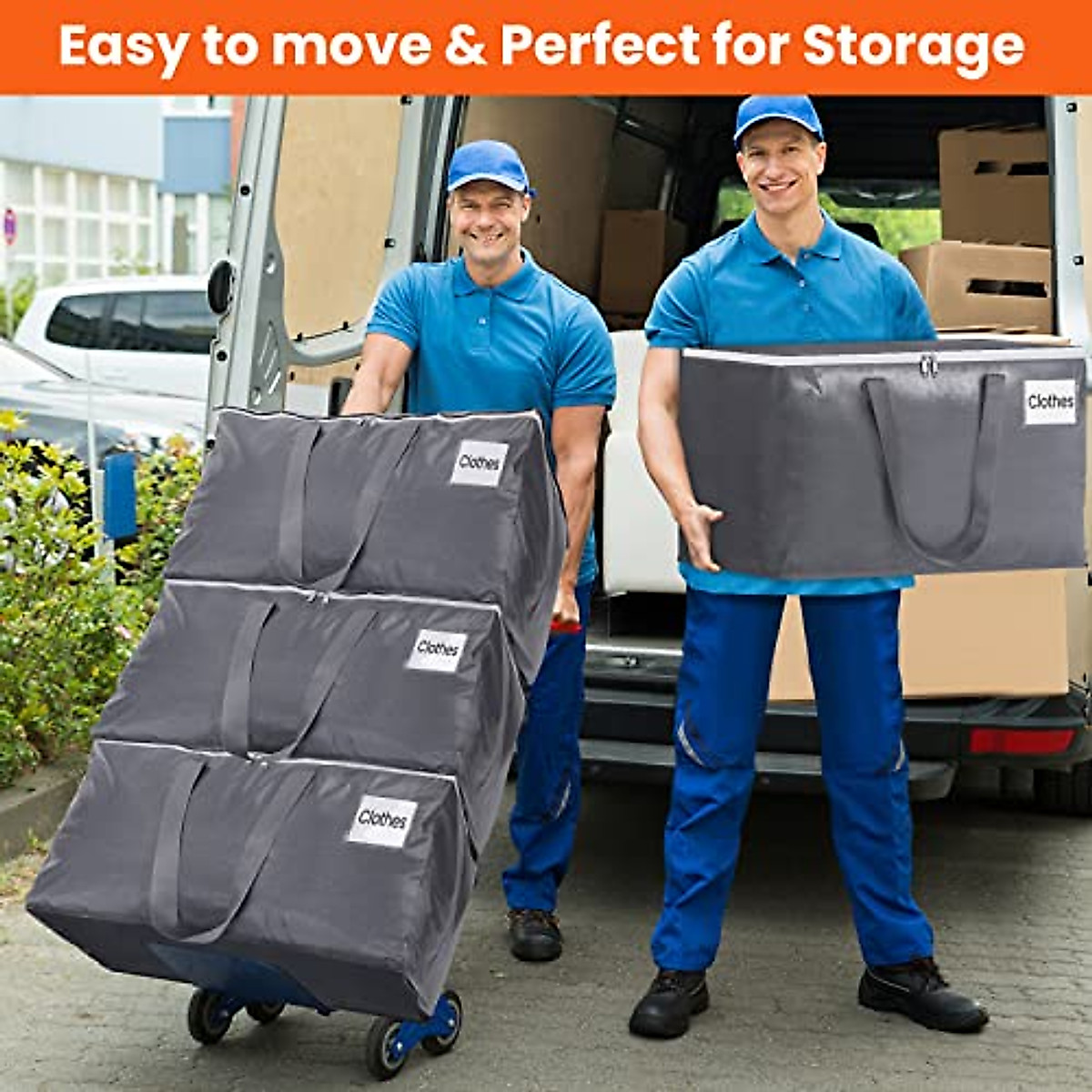 BlissTotes Large Moving Boxes with Zippers & Handles Moving Supplies with lids, Heavy Duty Totes for Storage Bags for Space Saving, Fold Flat, Moving and Storing 93L, 6 Pack