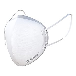 IQAir White KN95 Face Masks For Adults - Protects Against PM2.5, PM1, PM10, & Ultrafine Particles - HEPA Filter - Soft Seal Fit - Breathable Dome Design - Adjustable Earloops - German Made - 12 Pack