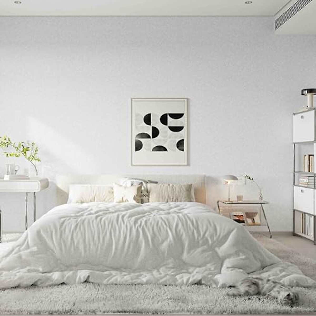 Abyssaly White Wallpaper Peel and Stick Wallpaper 15.7" X 118" Self Adhesive Embossed White Contact Paper Removable Kitchen Vinyl Film Textured Cabinet Shelf Paper