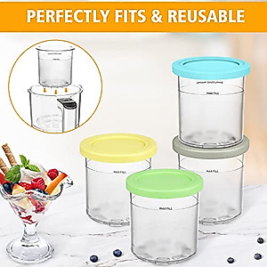 CTSZOOM Containers Replacement Ice Creami Pints and Lids, 16oz Containers Compatible with Ninja NC301 NC300 NC299AMZ Series Ice Cream Maker 4 Pack, BPA Free Dishwasher Safe Green/Grey/Blue/Yellow
