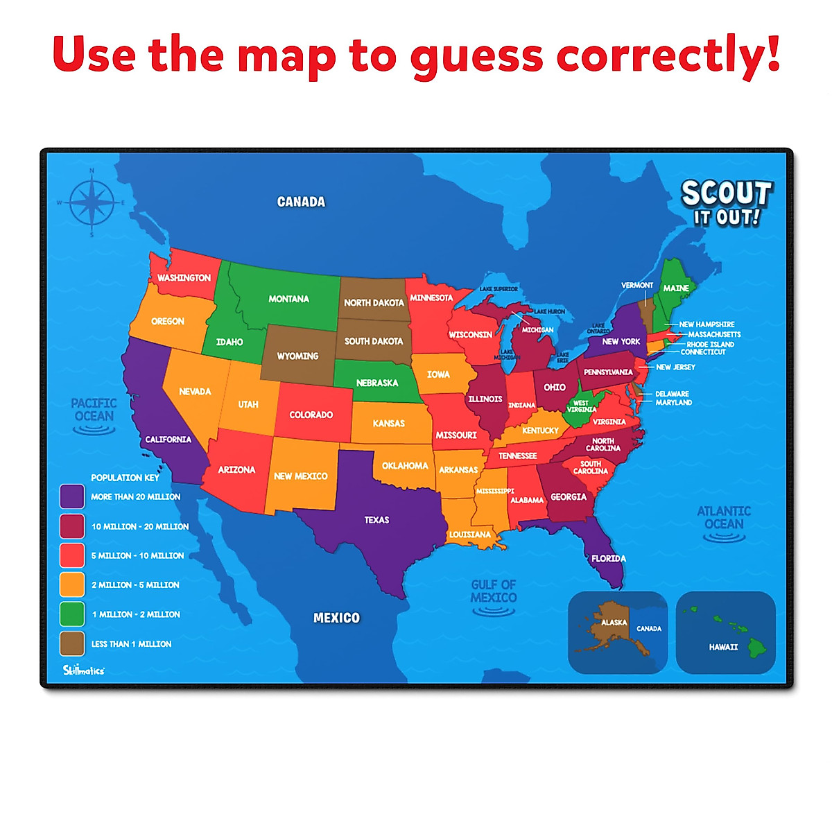 Skillmatics Board Game - Scout It Out 50 States, Guessing & Trivia Game for Families, Educational Toys, Card Games for Kids, Teens and Adults, Gifts for Boys and Girls Ages 7, 8, 9 and Up