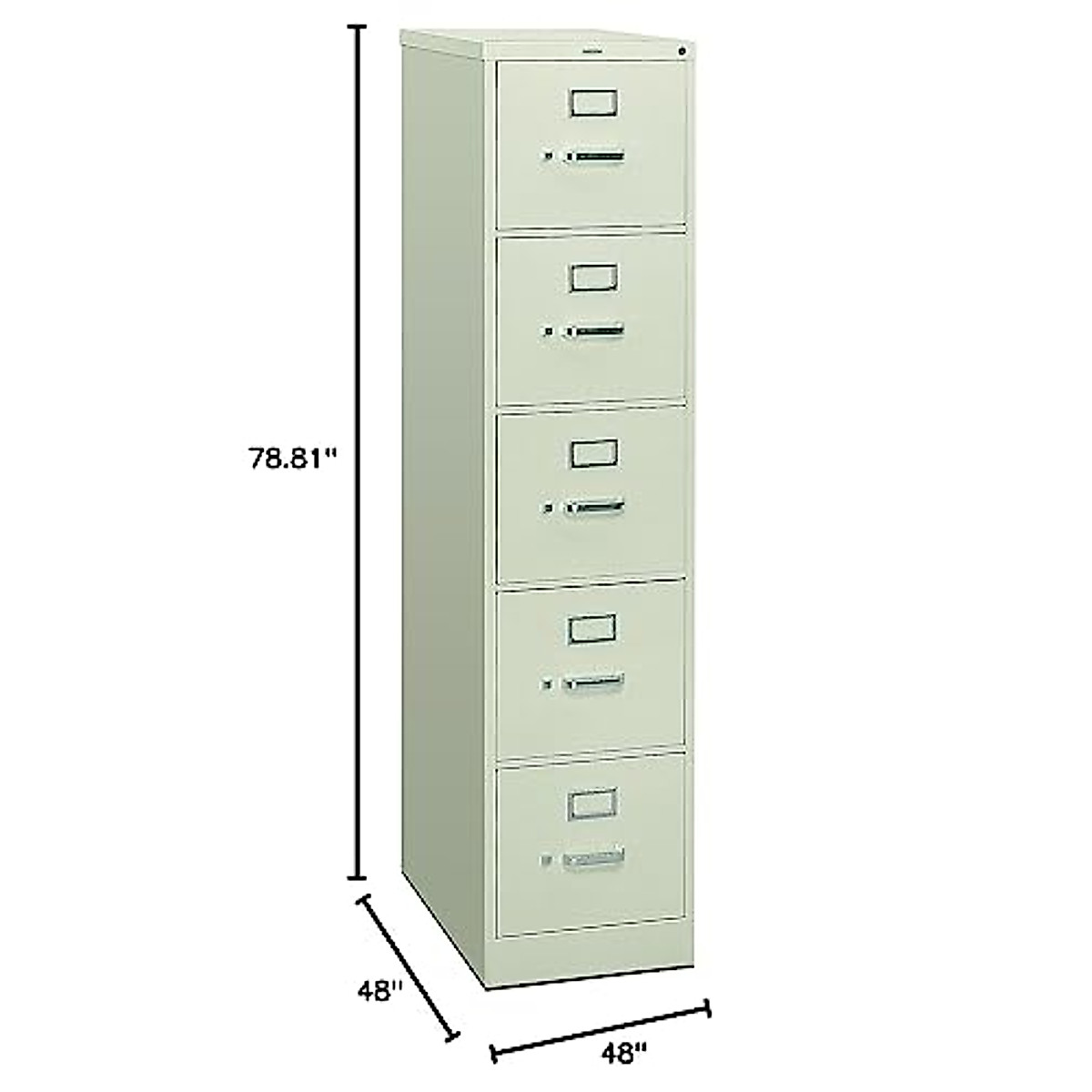 HON 310 Series Vertical File, 5 Letter-Size File Drawers, Light Gray, 15" X 26.5" X 60"