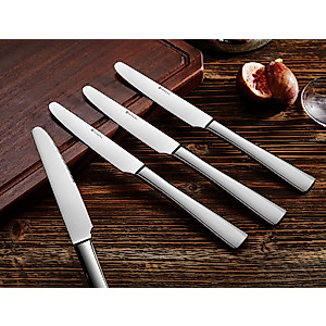 KEAWELL Premium 9.5" Louis Dinner Knives, Set of 4, Stainless Steel Dishwasher Safe, Serrated Knives (Plain)