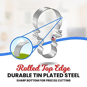 Foose Brand Baby Rattle Cookie Cutter Cookie Cutter 4 in, Tin Plate Steel, Handmade in USA