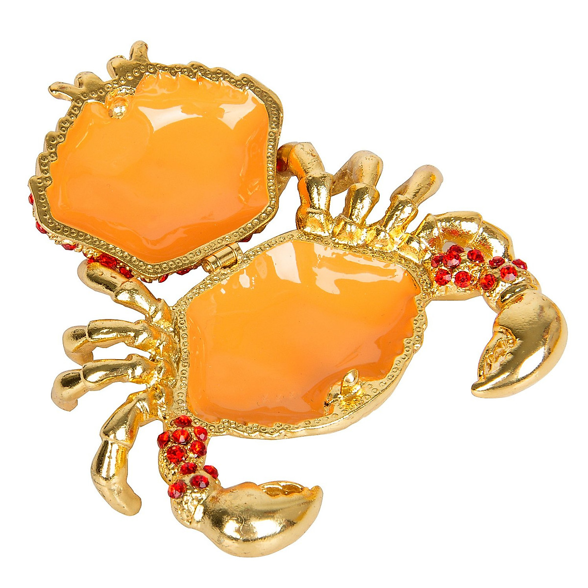 QIFU Hand Painted Crab Shape Decorative Enameled Trinket Box Hinged Unique Gift for Home Decor