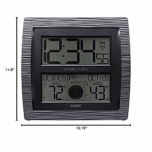 La Crosse Technology BBB86118-INT Curved Atomic Digital Clock with Moon Phase & Temperature