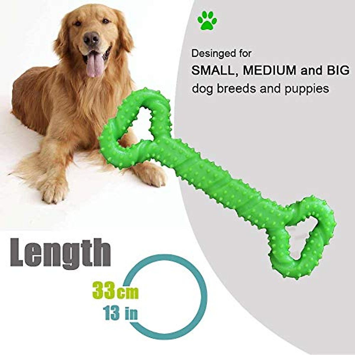 LECHONG Durable Dog Chew Toys 13 Inch Bone Shape Extra Large Dog Toys with Convex Design Strong Tug Toy for Aggressive Chewers Medium and Large Dogs Tooth Cleaning