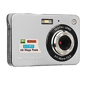 Digital Camera 4K, 4K Digital Camera 48MP 2.7in LCD Display 8X Zoom Anti Shake Vlogging Camera for Photography Continuous Shooting (Silver)