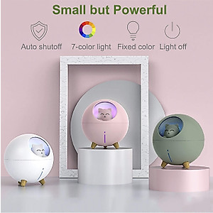 Upgraded Ultrasonic Ultra-Quiet USB Cute Cool Mist Mini Humidifier, for Kids Baby Nursery Bedroom, 7-Color Lights 2 Mist Mode Auto Shutoff Whisper Silent Small Cute Humidifier (220ml, White)