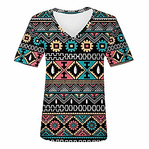 T Shirts for Women Dressy Cute Tops for Women Casual Basic Short Sleeve Shirts for Women Regular Fit Wear with Leggings Flowy Foral Print Blouses Dressy Casual Blouses
