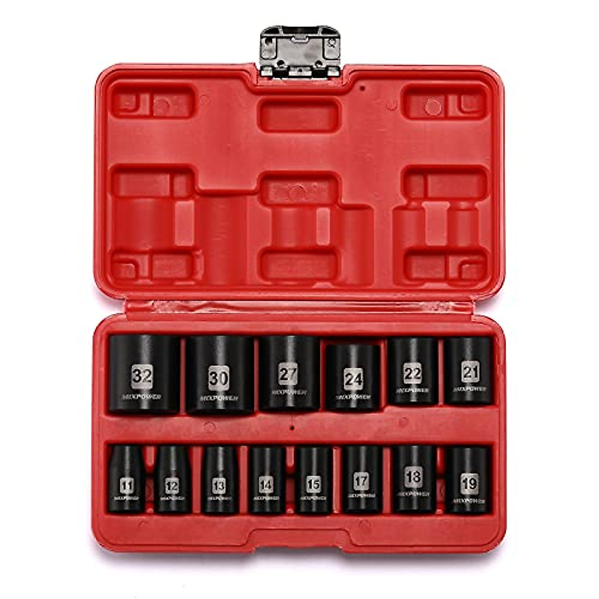 MIXPOWER 14 Pieces 1/2-Inch Drive Shallow Impact Socket Set, 11-32mm, CR-V, Metric, 6 Point, Shallow, 14 Pieces 1/2" Dr. Shallow Socket