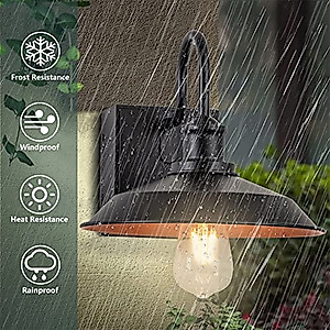OUPAVOCS Outdoor Light with GFCI Outlet, Black Porch Light, Waterproof Exterior Barn Wall Lights Fixture with Plug, Farmhouse Sconce Wall Mount, Outside Lights for House, Garage, Patio, 2-Pack