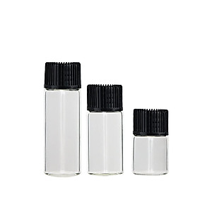 LabZhang 100 Pcs Glass Vials with Screw Caps, Small Liquid Sample Vial, Leak-Proof Vial (5ML, Clear)