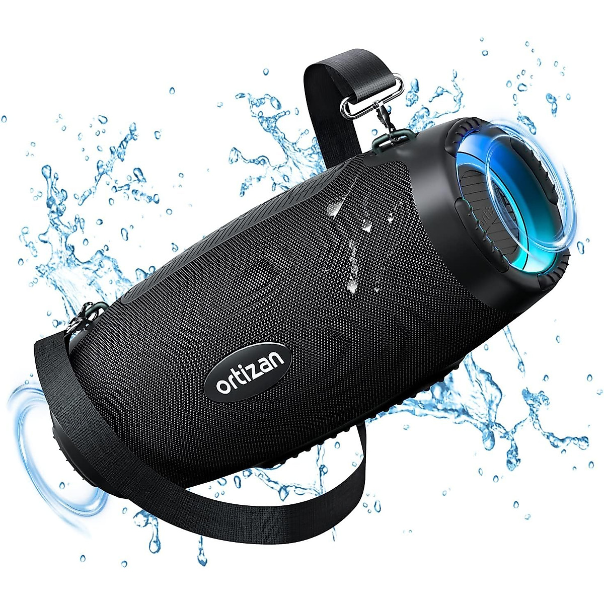 Ortizan 80W Bluetooth Speaker - Powerful Sound and Deep Bass, Portable Wireless, IPX7 Waterproof, 12H Playtime, Power Bank, EQ, USB, LED Lights - Outdoor Loud Subwoofer Boombox for Party, Camping