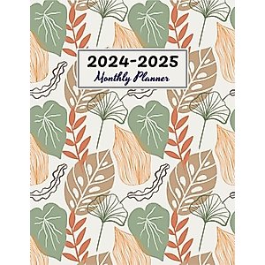 2024-2025 Monthly Planner: Two Year Schedule Organizer from January 2024 to December 2025 with Tropical Leaves Cover