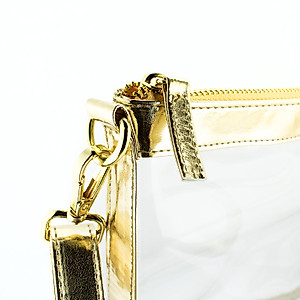 Capri Designs Small Clear Crossbody Bag, Transparent Stadium Approved Purse for Women - Gold