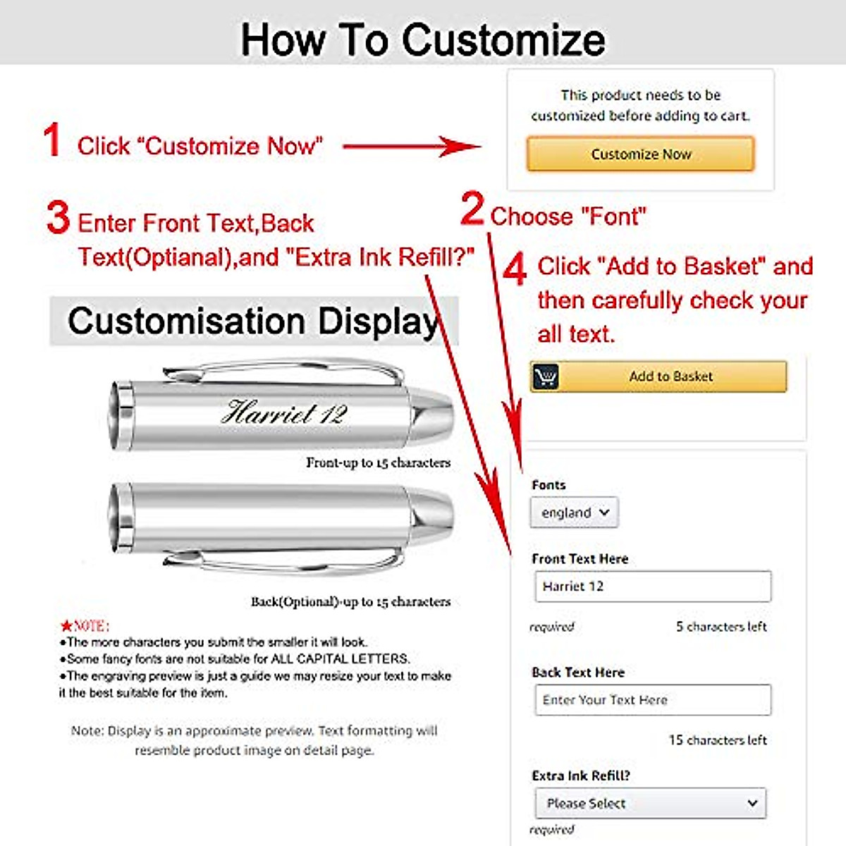 Aolun Personalized Pens,Custom Engraved Ballpoint Pen,Perfect for Birthday,Business,Party with Name, Slogan or Logo-Black Ink & 0.7mm…