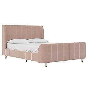 Little Seeds Valentina Kids' Full Upholstered Bed, Pink Velvet