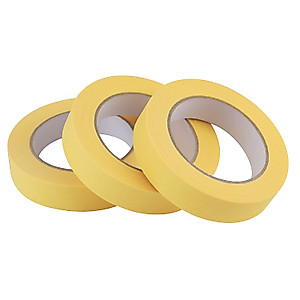 Lichamp 3-Pack Automotive Refinish Masking Tape Yellow 25mm x 55m, Cars Vehicles Auto Body Paint Tape, Automotive Painters Tape Bulk Set 1 inch x 55 Yards x 3 Rolls