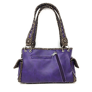 ZZ Fab Embroidered Concealed Carry Rhinestone Studded Skull Purse in 6 colors (Purple)