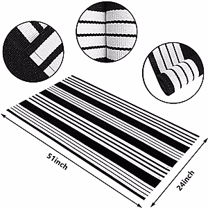 Front Porch Rug 24'' x 51'' Black and White Outdoor Rug Washable Front Door Mat Striped Entryway Rugs Cotton Hand-Woven Reversible Welcome Layered Doormat Carpet for Kitchen/Bathroom/Living Room