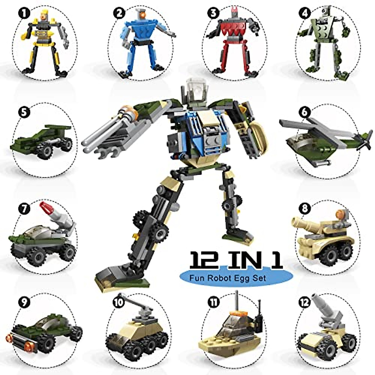 JMBricklayer Party Favors for Kids, 12 in 1 Robot Building Block Sets for Party Favors Goodie Bags Fillers Stocking Stuffers, Birthday Gifts,Classroom Prize Supplies