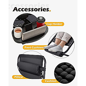 Ezcheer Oversized Zero Gravity Chair with Cushion, 31.5 inch Wide 400 lbs Weight Capacity, Lounge Chair for Outside with Cushion, Camping Beach Recliner Chair with Cup Holder & Head Pillow