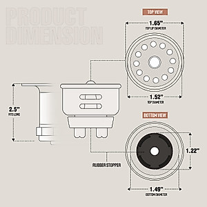 Highcraft 97733-2 Stainless Steel Junior Duo Strainer/Stopper (1.5 inch) Replacement Basket for Bar and Prep Sinks Drains Pack of 2