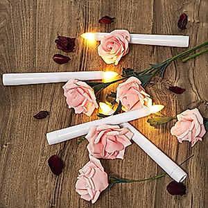 7.9 Inch Christmas Window Candles with Timer and Remote, Flameless Taper Candles Battery Operated, LED Floating Flickering Candles with Removable Candlesticks and Suction Cups for Home Decor(White)
