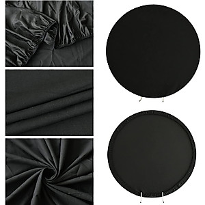 Leowefowa Black Round Backdrop Cover 7.2ft Black Background for Photography Black Photo Backdrop Black Circle Arch Backdrop Stand Cover Birthday Baby Shower Bridal Shower Party Decor Photo Prop