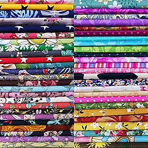 8" x 8" 50PCS Quilters Cotton Fabric Squares Bundles for Sewing Quilt Potholders DIY& Quilting Beginners
