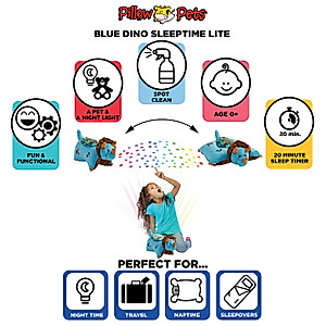 Pillow Pets Sleeptime Lites Blue Dinosaur Stuffed Animal Plush Night Light