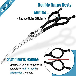 Downward Curved Dog Grooming Scissors Dog Scissors Shears for Grooming Face and Paws Safety Round Tips Dog Grooming Shears Trimming Cutting Scissors for Dog Cat Pet Grooming 6.5 Inch Univinlions