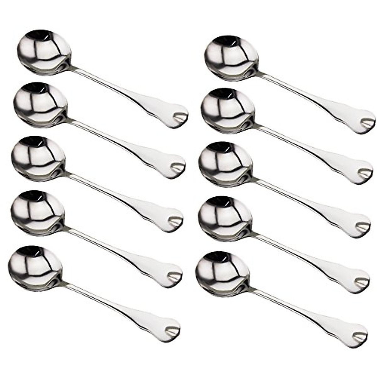 Large Soup Spoons, Large Stainless Steel Restaurant & Hotel Quality Round Soup Spoons, Set of 10