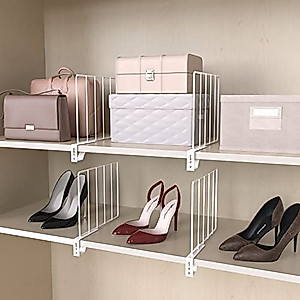 BTSD-home Adjustable Shelf Divders for Organization and Storage Metal Closet Dividers for Wood Shelves in Cabniet Kitchen Bedroom and Office (6 Pack)