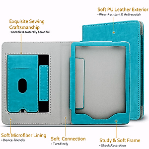 RSAquar Case for 6.8" Kindle Paperwhite (11th Generation-2021) and Kindle Paperwhite Signature Edition, Slim PU Leather Cover with Auto Sleep Wake, Hand Strap, Card Slot and Foldable Stand, Sky Blue