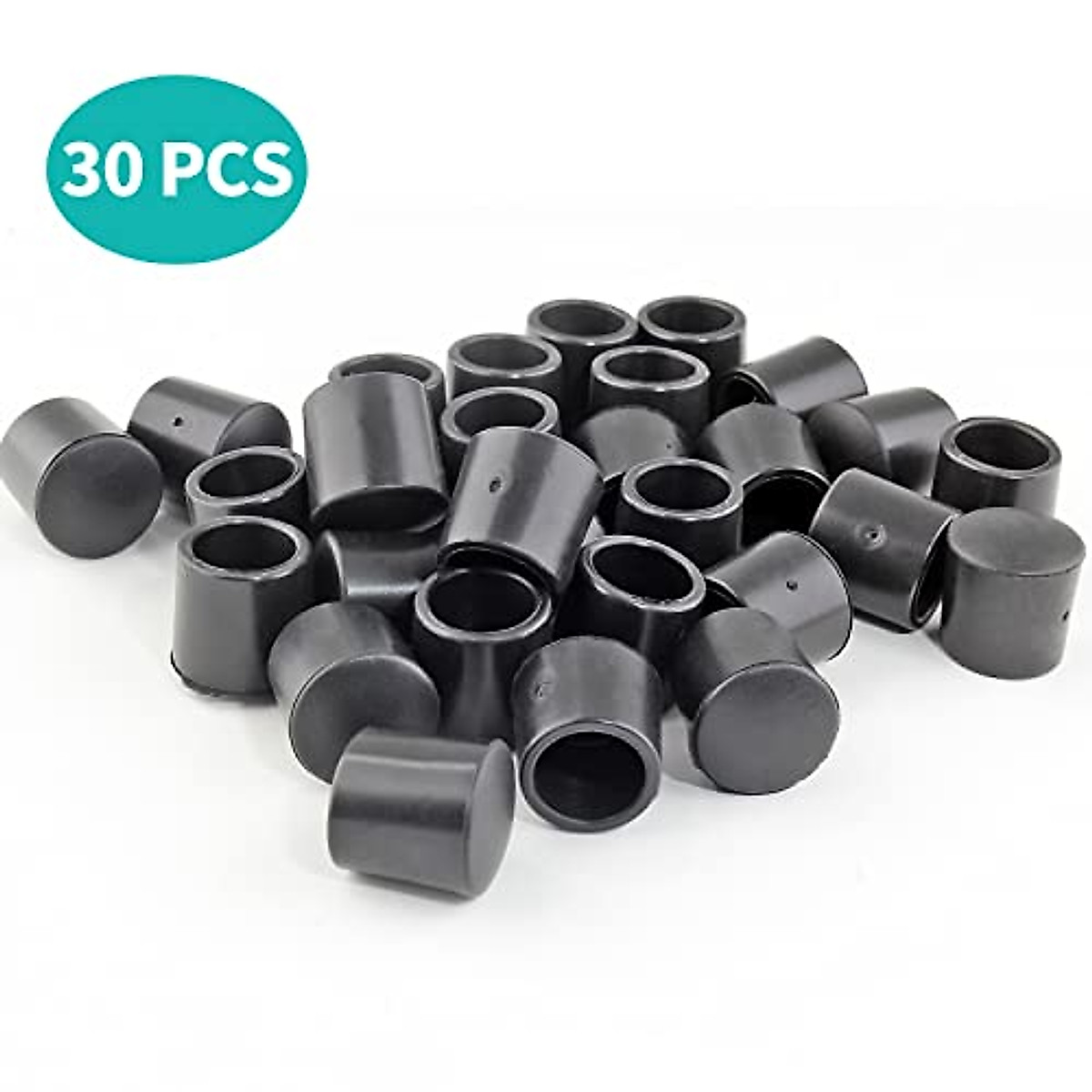 Zorveiio 30 Pcs Black Door Stop Bumper Tips, 0.39 Inch ID Rubber Door Stopper Bumpers Door Stop Caps for Door & Wall Protection