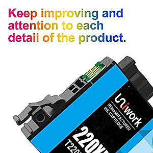 Uniwork Remanufactured Ink Cartridge Replacement for Epson 220 220XL use for WorkForce WF-2760 WF-2750 WF-2630 WF-2650 WF-2660 XP-320 XP-420 Printer (1 Black 1 Cyan 1 Magenta 1 Yellow), 4 Pack
