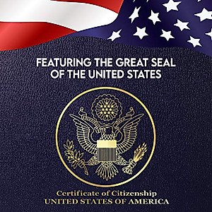US Citizenship Certificate Holder | US Citizenship Gifts | 2023 Naturalization Certificate Padded Holder with Cover. Golden Great Seal of The United States.