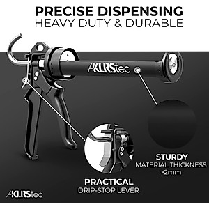 KLRStec Professional Caulking Gun [25:1 Thrust Ratio] Heavy Duty Caulk Gun for All Standard 10oz / 300ml / 1/10 Gallon Sealant and Adhesive Cartridges