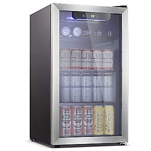 Antarctic Star Wine Cooler, 120 Can Beverage Refrigerators for Soda Beer, Mini Fridge with Glass Door, Freestanding Wine Cellar for Bedroom Office Bar, Digital Temperature Control, 3.2 Cu.Ft.