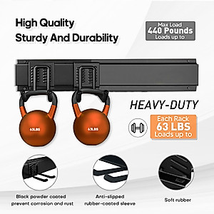 VONLX 48inch Garage Storage Organization Garage with Torpedo Level Mounted Garden Tool Organizer Wall Mount Adjustable Garage Organizers with 7 Heavy Duty Hooks Tool Holder for Hanging Max Load 440lbs