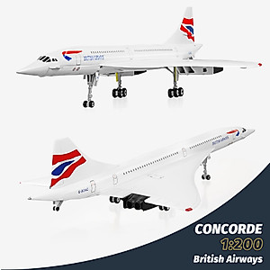 Lose Fun Park 1:200 Scale British Airways Concorde Model Airplane G-BOAG Alloy Diecast Airplane Model Plane Kits for Adults Collection and Gift