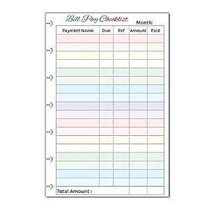 Monthly Bill Pay Checklist for the Mini Happy Planner, Fits 7-Disc Notebook, Budget Planner, Pre-punched Planner Inserts (colorful) BohoPlanners